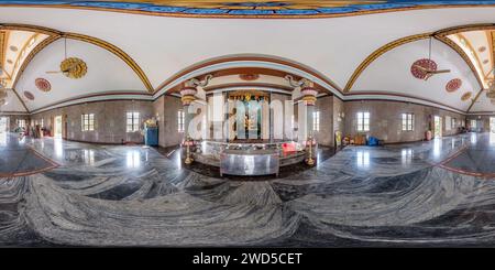 360° view of full hdri 360 panorama inside bright colorful hindu ...