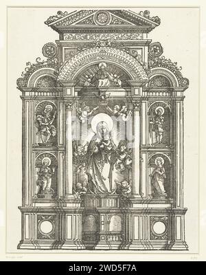 Christ, sitting in the middle of angels, Gottfried Eichler, c. 1677 - c ...