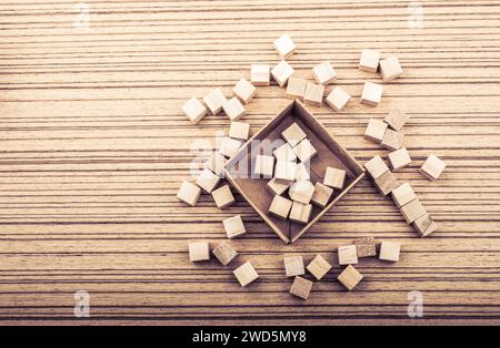 Wooden toy cubes as educational and business concept objects Stock ...