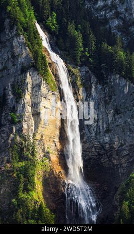Oltschibach Falls, waterfall in the Bernese Alps, Switzerland Stock ...