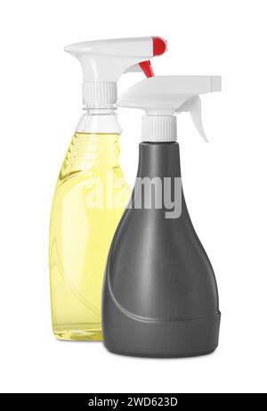Two plastic spray bottles isolated on white Stock Photo - Alamy