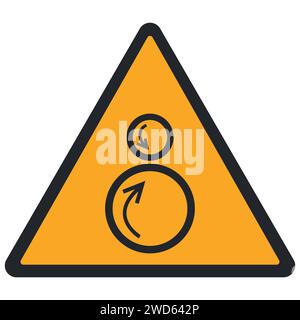 Danger counter rotating rollers sign on transparent background,vector ...