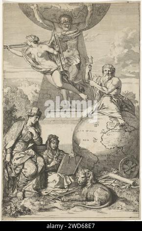 Faam blows De Bazuin, Gerard de Lairesse, c. 1670 print Faam flies ...