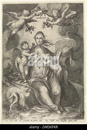 Liefde, anonymous, after Hendrick Goltzius, 1592 - 1635 print The personification of love, one ...
