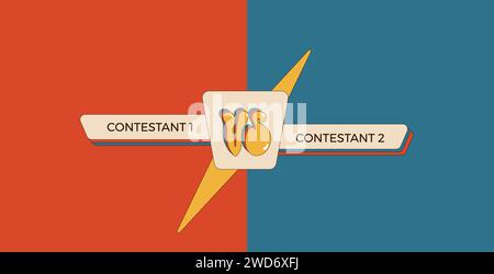 Versus retro template. Vs groovy poster. Battle cover with emblem and ...