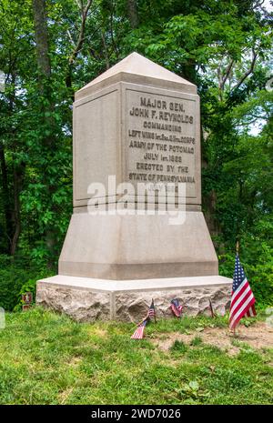 A Monument at Gettysburg National Military Park, American Civil War Battlefield, in Gettysburg ...