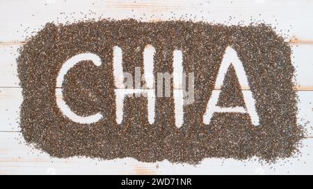 Chia word made up of chia seeds isolated on white background Stock ...