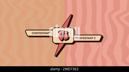 Versus retro template. Vs groovy poster. Battle cover with emblem and ...