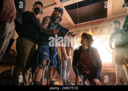 ANGEL MANUEL SOTO and XOLO MARIDUEÑA in BLUE BEETLE (2023), directed by ...