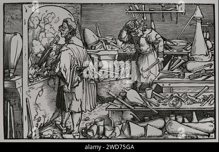 alchemy, laboratory, workshop of an alchemist in the Middle Ages ...