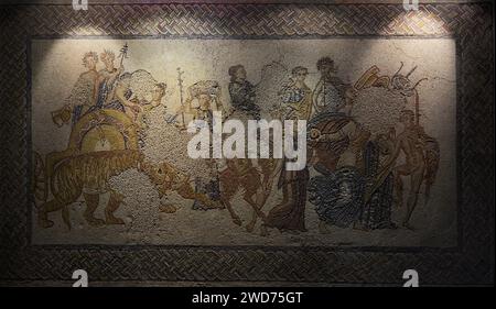 The Indian Triumph of Bacchus. Roman mosaic panel. 3rd-4th centuries AD ...