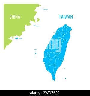 Political map of Taiwan and part of China. Country with administrative ...