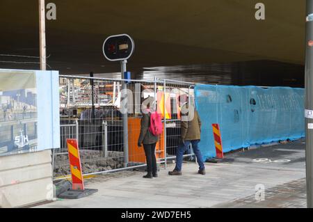 Stockholm, Sweden - November 1, 2023 - The Golden Bridge in Slussen ...