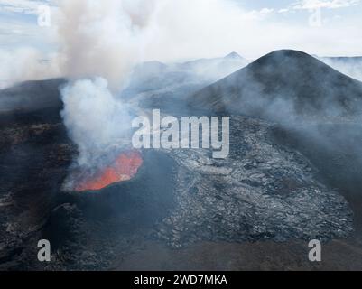 Volcano spewing lava on its first day of eruption Stock Photo - Alamy