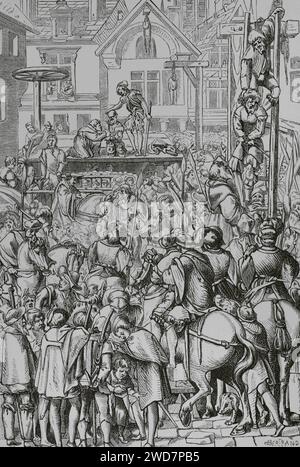 Public execution. Facsimile of an engraving in "Praxis Criminalis ...