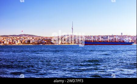 Istanbul Uskudar Selimiye Coastscape Bosphorus View Passing Ships and ...