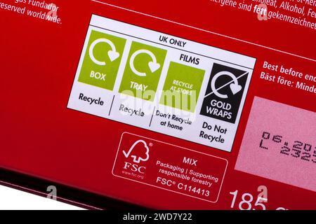 Recycling information on box of Famous Names Signature liqueur ...