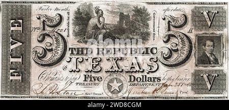 2 Dollars - Treasurer of the Republic of Texas (Act. 09.06.1837, 1839 ...