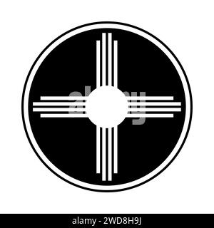 Native american sun symbol in a black circle Stock Photo - Alamy