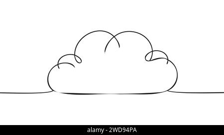 Cloud one line drawing and isolated continuous outline vector ...