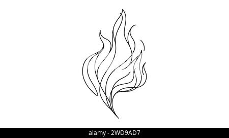 Continuous editable line drawing of fire. One line drawing background ...