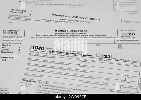 FILE - A 1040 tax form printed from the Internal Revenue Service web ...