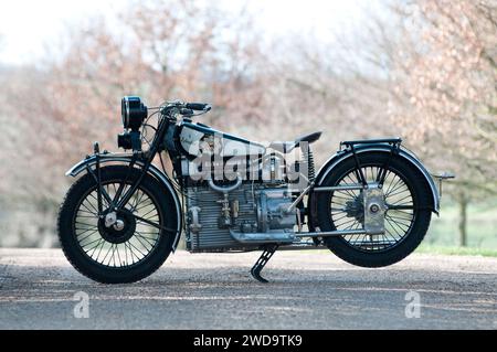 1928 Windhoff 750cc Four classic German motorcycle. Showing the right ...