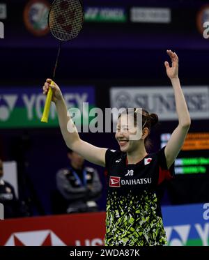 Chiharu Shida, a Japan badminton player during the match of Hong Kong ...
