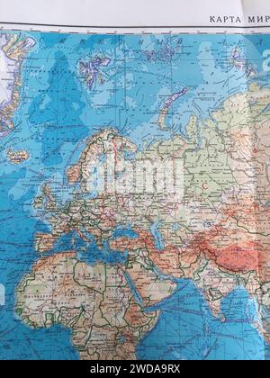1950 Map 1 (Physical map of the world) 2 Stock Photo - Alamy