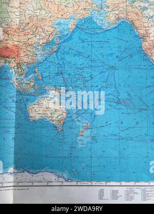 1950 Map 1 (Physical map of the world) 3 Stock Photo - Alamy