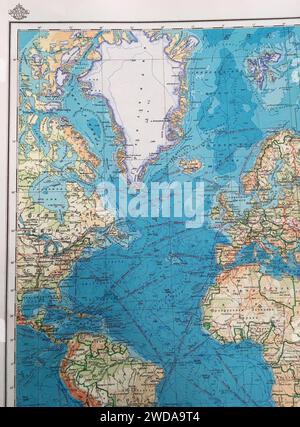 1950 Map 1 (Physical map of the world) 3 Stock Photo - Alamy