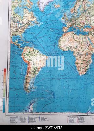 1950 Map 1 (Physical map of the world) 3 Stock Photo - Alamy