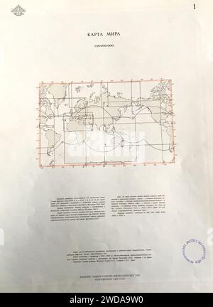 1950 Map 1 (Physical map of the world) 3 Stock Photo - Alamy