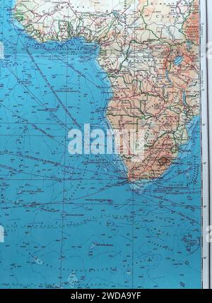 1950 Map 3 (Physical map of the Atlantic Ocean 13 Stock Photo - Alamy