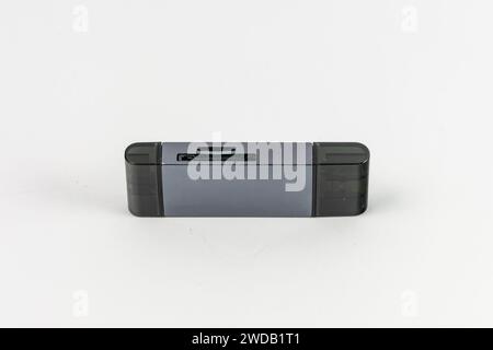 Small USB hub with two ports USB-A and SD and microSD cards slots and ...