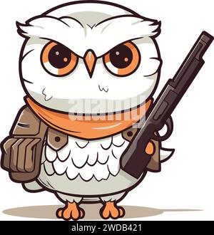 Owl with a gun on a white background. Vector illustration Stock Vector ...