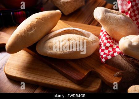 Bolillo bread. Traditional mexican bakery. White bread also called ...