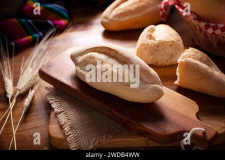 Bolillo bread. Traditional mexican bakery. White bread also called ...