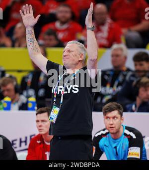 Denmark coach Nikolaj Jacobsen reacts during the Men's European ...