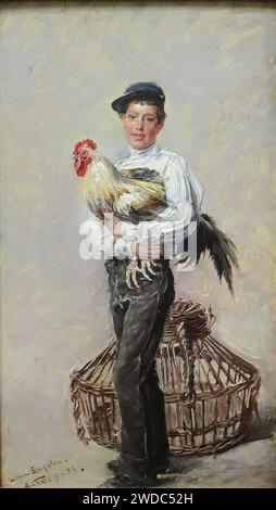 Louis Van Engelen - Boy holding a cockerel Stock Photo - Alamy