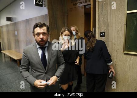 Krista Lee, ex-wife of tech entrepreneur Bob Lee, enters a courtroom ...