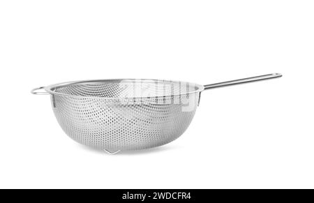 New clean sieve isolated on white, top view Cooking utensil Stock Photo ...