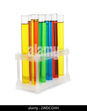 Many test tubes with colorful liquids, closeup Stock Photo - Alamy