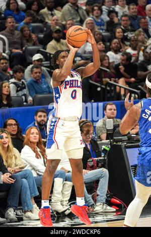 Philadelphia 76ers' Tyrese Maxey shoots the ball during the NBA ...