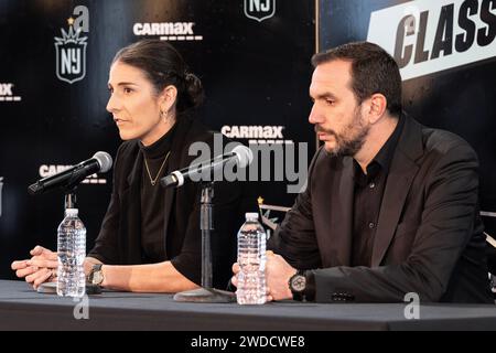 Yael Averbuch West and Juan Carlos Amoros attend Gotham FC introduction ...