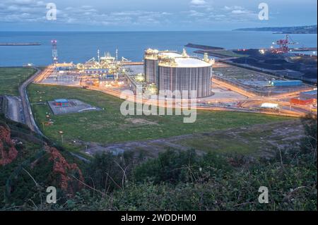 Musel Regasification Plant, in Gijón, Asturias, northern Spain. Enagas ...