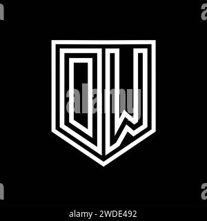 DW Letter Logo monogram shield geometric line inside shield isolated ...