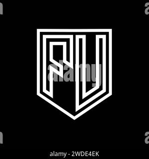 FU Letter Logo monogram shield geometric line inside shield isolated ...