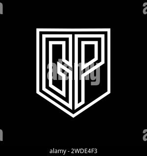 GP Letter Logo monogram shield geometric line inside shield isolated ...