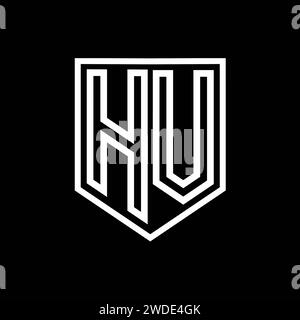 HV Letter Logo monogram shield geometric line inside shield isolated ...